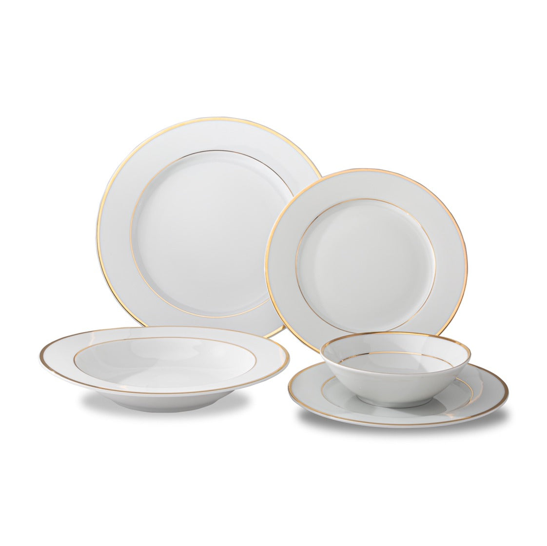 Vikko Luxe - Louise Gold, White, 20 Pc Dinnerware Set, includes Servic | Timeless Table