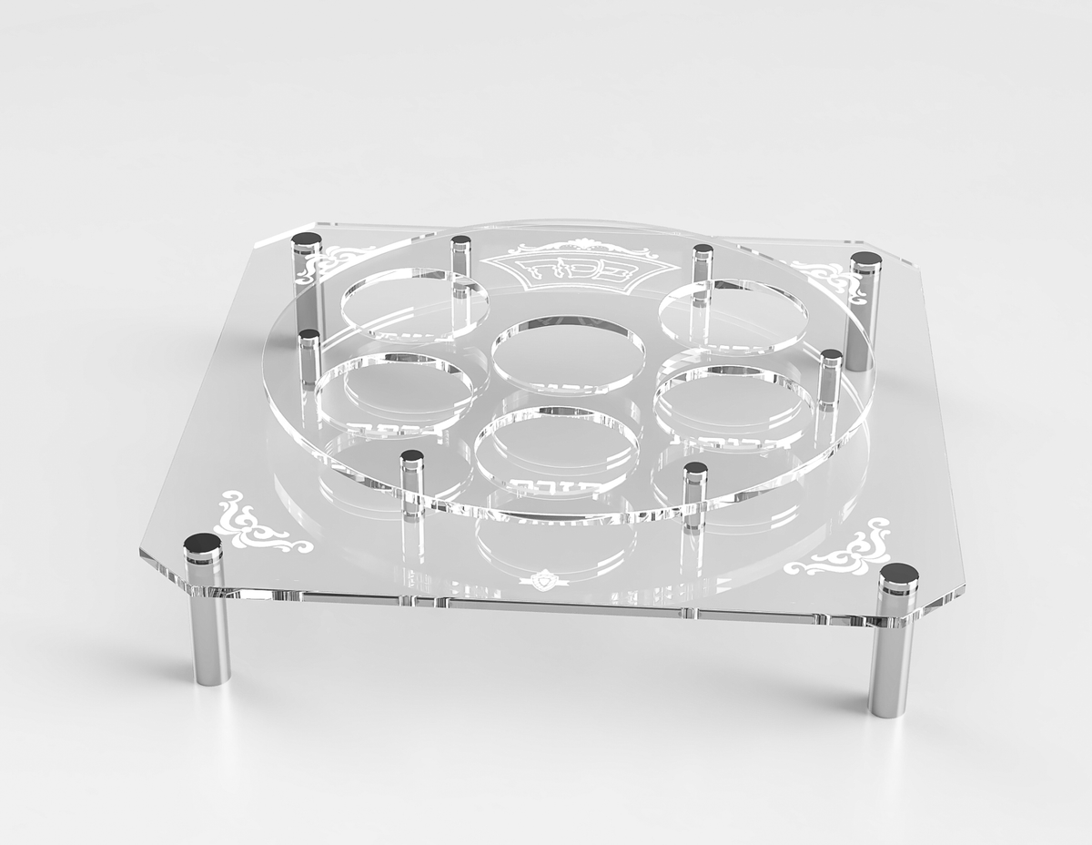 Lucite Square Silver Standoff Seder Plate | Timeless Table