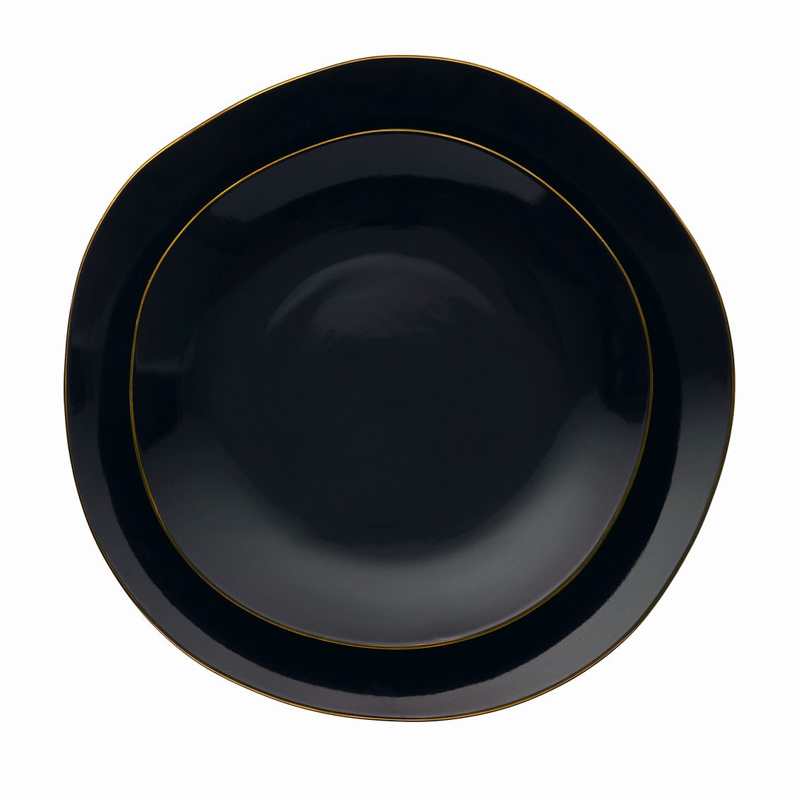 Andover Black 12 Piece Gold Rim Dinnerware Set | Timeless Table
